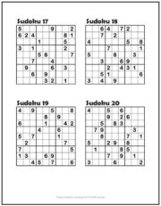Sudoku Puzzles #17-20 (Easy) | Print it Free