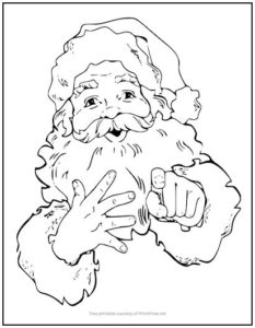 Jolly Santa Christmas Coloring Page | Print it Free