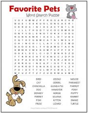 Favorite Pets Word Search Puzzle | Print it Free