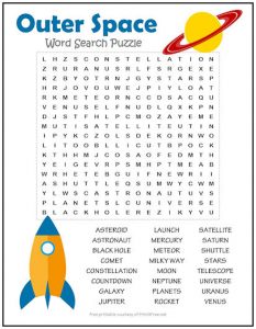 Outer Space Word Search Puzzle | Print it Free