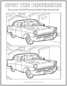 Vintage Automobile Spot the Difference Picture Puzzle | Print it Free