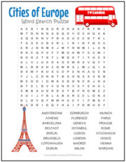 Cities of Europe Word Search Puzzle | Print it Free