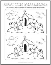 Ghostly Graveyard Spot the Difference Picture Puzzle | Print it Free