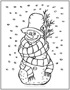 Shivering Snowman Christmas Coloring Page | Print it Free