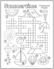 Summertime Crossword Puzzle for Kids | Print it Free