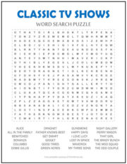 Classic TV Shows Word Search Puzzle | Print it Free