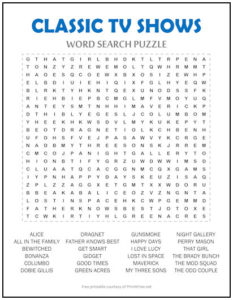 Classic TV Shows Word Search Puzzle | Print it Free