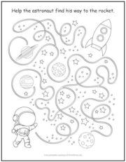 Astronaut in Outer Space Maze | Print it Free