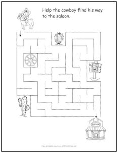 Old West Cowboy Maze | Print it Free