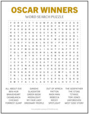 Oscar Winners Word Search Puzzle | Print it Free