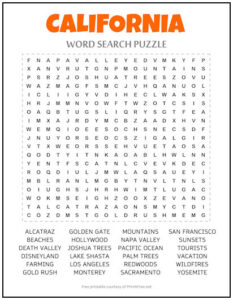 California Word Search Puzzle | Print it Free