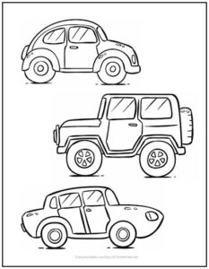 Three Cars Coloring Page | Print it Free