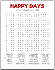 Happy Days Word Search Puzzle | Print it Free