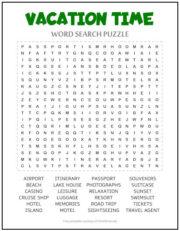 Vacation Time Word Search Puzzle | Print it Free