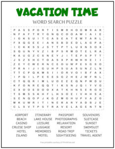 Vacation Time Word Search Puzzle | Print it Free