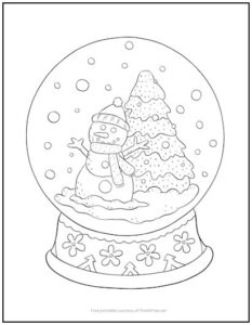 Christmas Snow Globe Coloring Page | Print it Free