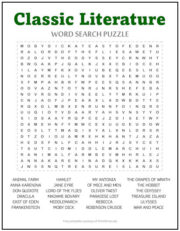 Classic Literature Word Search Puzzle | Print it Free