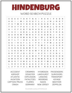 Hindenburg Word Search Puzzle | Print it Free