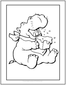 Hungry Hippo Coloring Page | Print it Free