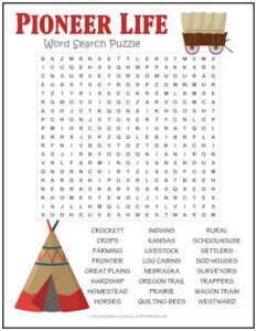 Pioneer Life Word Search Puzzle | Print it Free