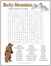 Rocky Mountains Word Search Puzzle | Print it Free