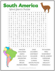 South America Word Search Puzzle | Print it Free