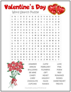 Valentine’s Day Word Search Puzzle | Print it Free