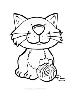 Kitten with Yarn Coloring Page | Print it Free