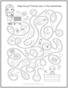 Girl at the Grocery Store Maze | Print it Free