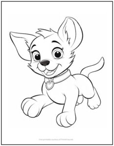 Playful Puppy Coloring Page | Print it Free