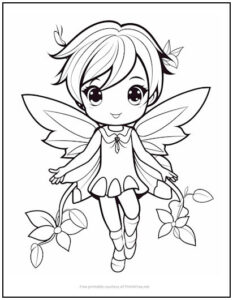 Cute Kawaii Fairy Coloring Page | Print it Free