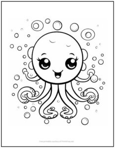 Kawaii Octopus Coloring Page | Print it Free