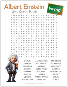 Albert Einstein Word Search Puzzle | Print it Free