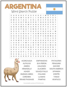 Argentina Word Search Puzzle | Print it Free
