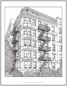 Downtown Apartment Coloring Page | Print it Free