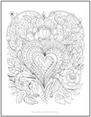Hearts and Flowers Coloring Page | Print it Free