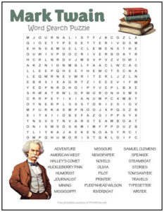 Mark Twain Word Search Puzzle | Print it Free