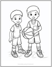 Boys Playing Basketball Coloring Page | Print it Free