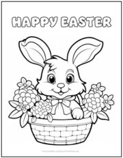 Happy Easter Bunny Basket Coloring Page | Print it Free