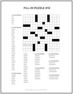 Fill-In Puzzle #10 | Print it Free