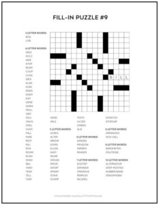 Fill-In Puzzle #9 | Print it Free