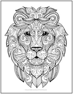 Zentangle Lion Coloring Page | Print it Free