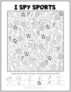 I Spy Sports Picture Activity | Print it Free