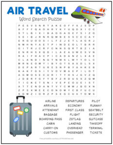 Air Travel Word Search Puzzle | Print it Free