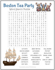 Boston Tea Party Word Search Puzzle | Print it Free