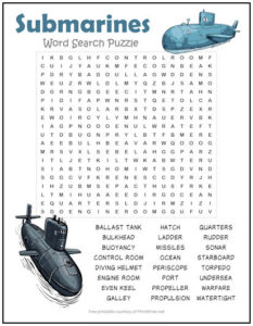 Submarines Word Search Puzzle | Print it Free