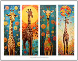Whimsical Giraffes Full Color Bookmarks | Print it Free