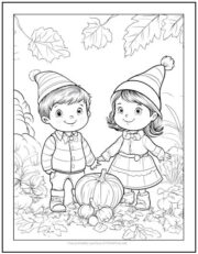 Autumn Kids Coloring Page | Print it Free