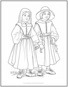 Thanksgiving Pilgrims Coloring Page | Print it Free