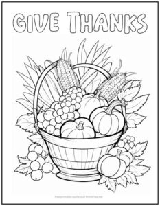 Thanksgiving Give Thanks Coloring Page | Print it Free